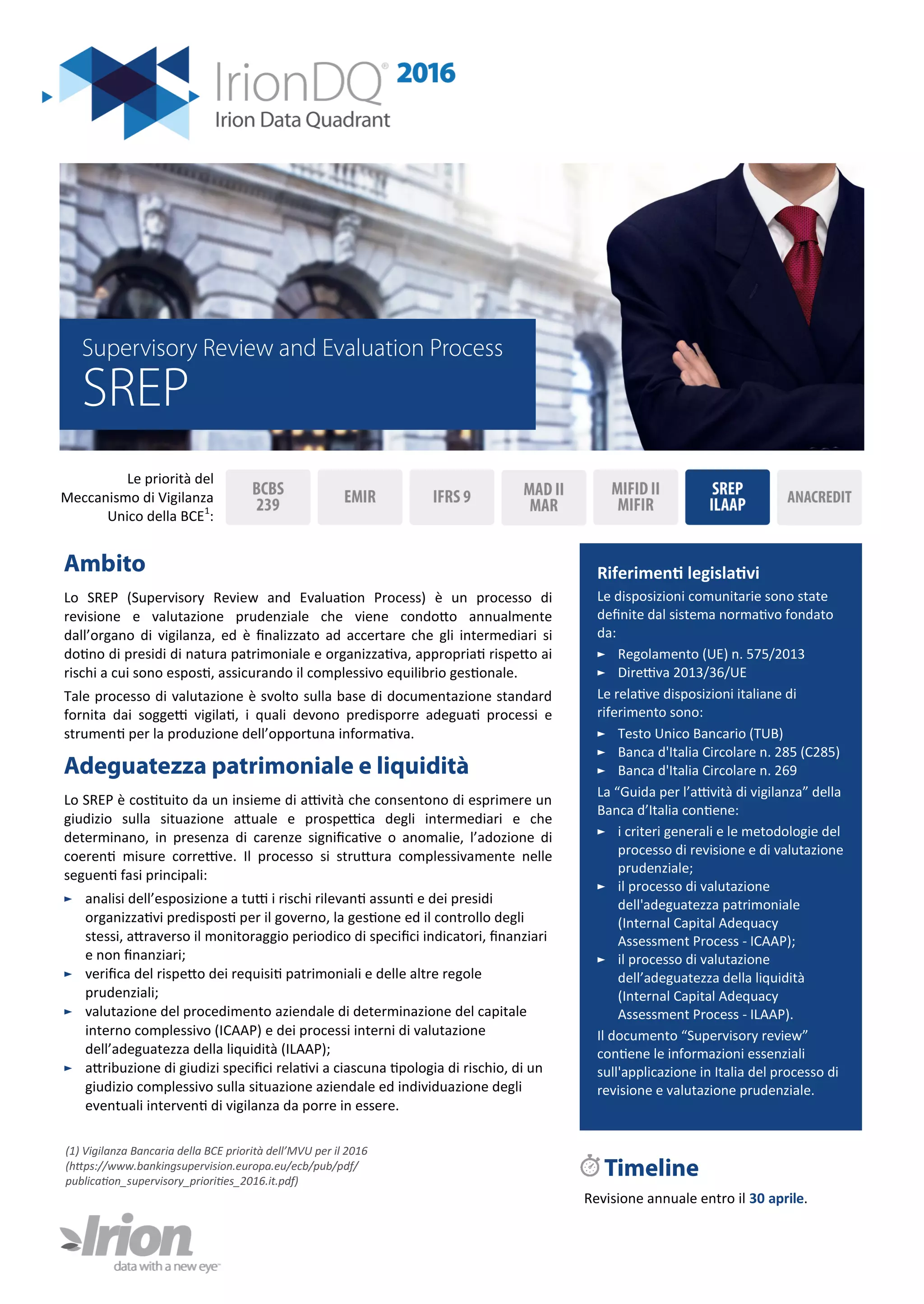 IrionDQ 2016 e lo SREP (Supervisory Review and Evaluation Process) | PDF | Databases | Computer ...