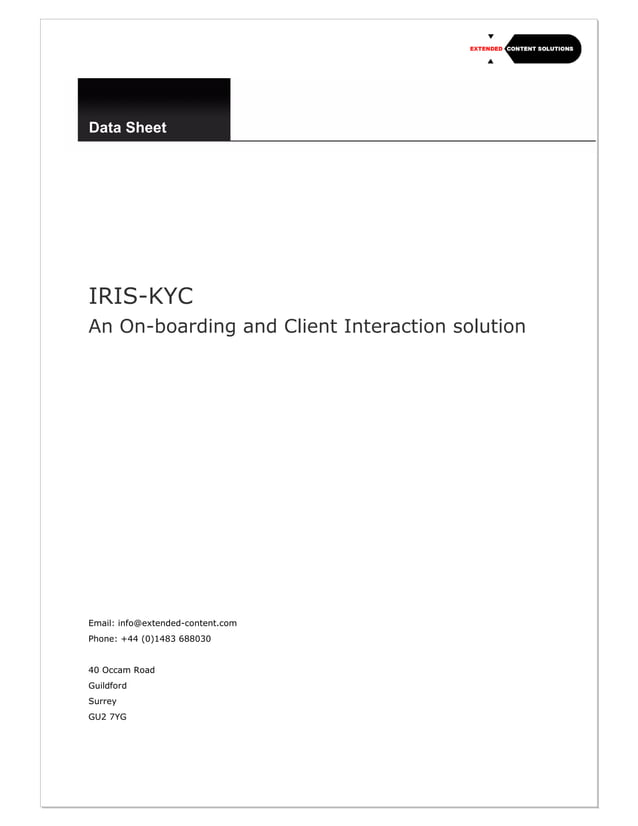 ECS IRIS Know Your Client (KYC) Solution | PDF