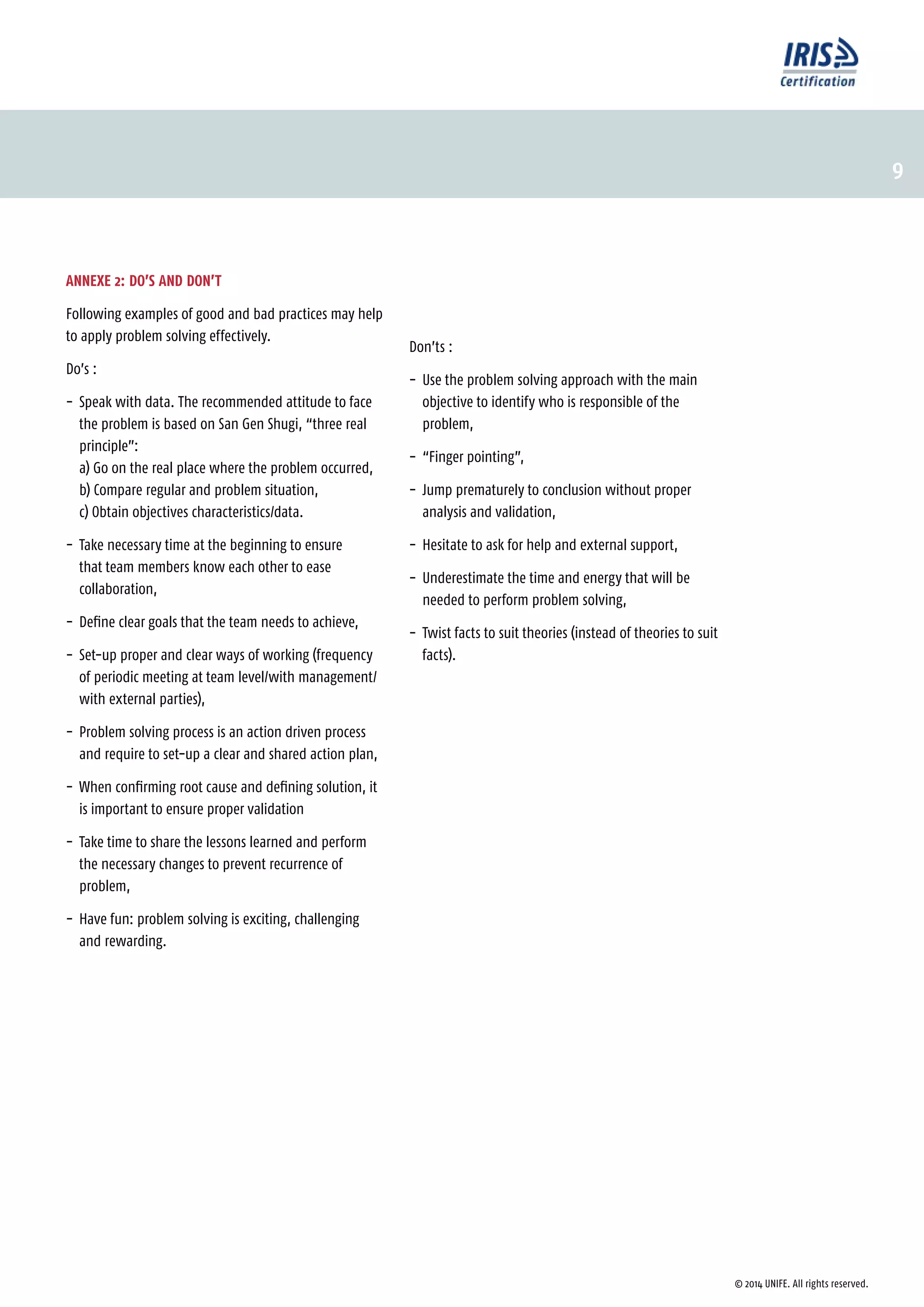 Iris guideline 7 problem solving 14112014 | PDF