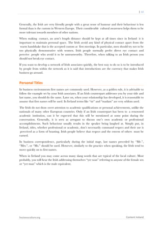 Irish business culture guide - Learn about Ireland | PDF