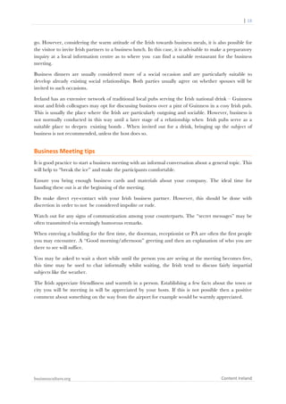 Irish business culture guide - Learn about Ireland | PDF