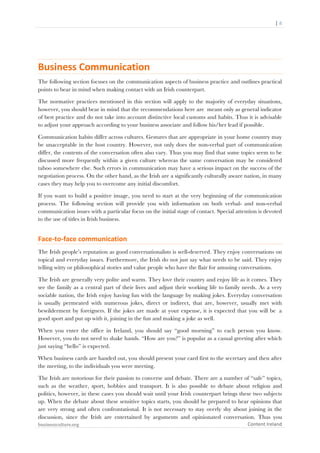 Irish business culture guide - Learn about Ireland | PDF