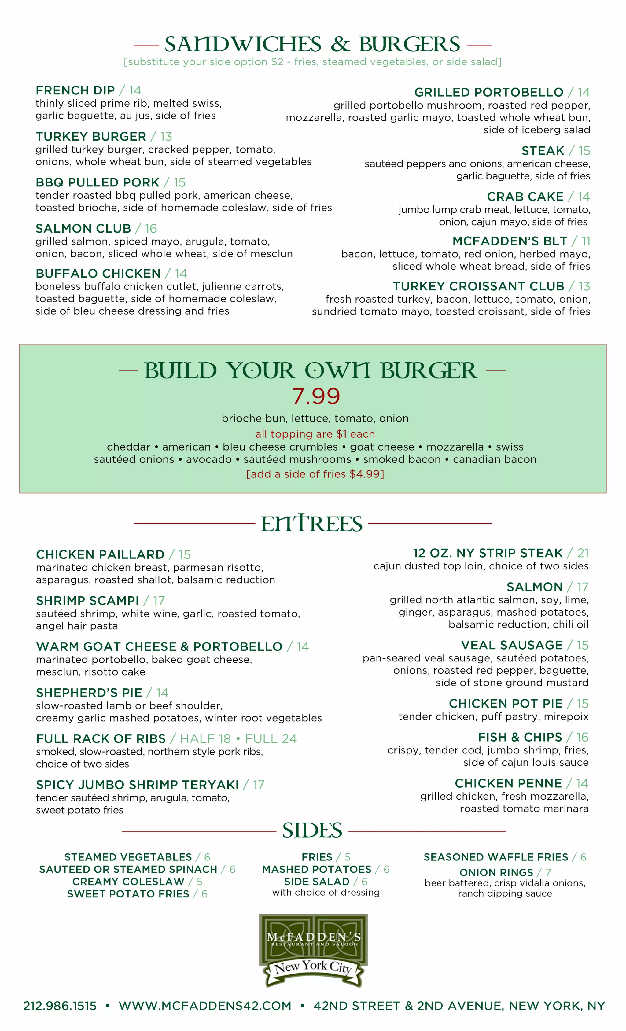 Irish american restaurant & bar menu | PDF