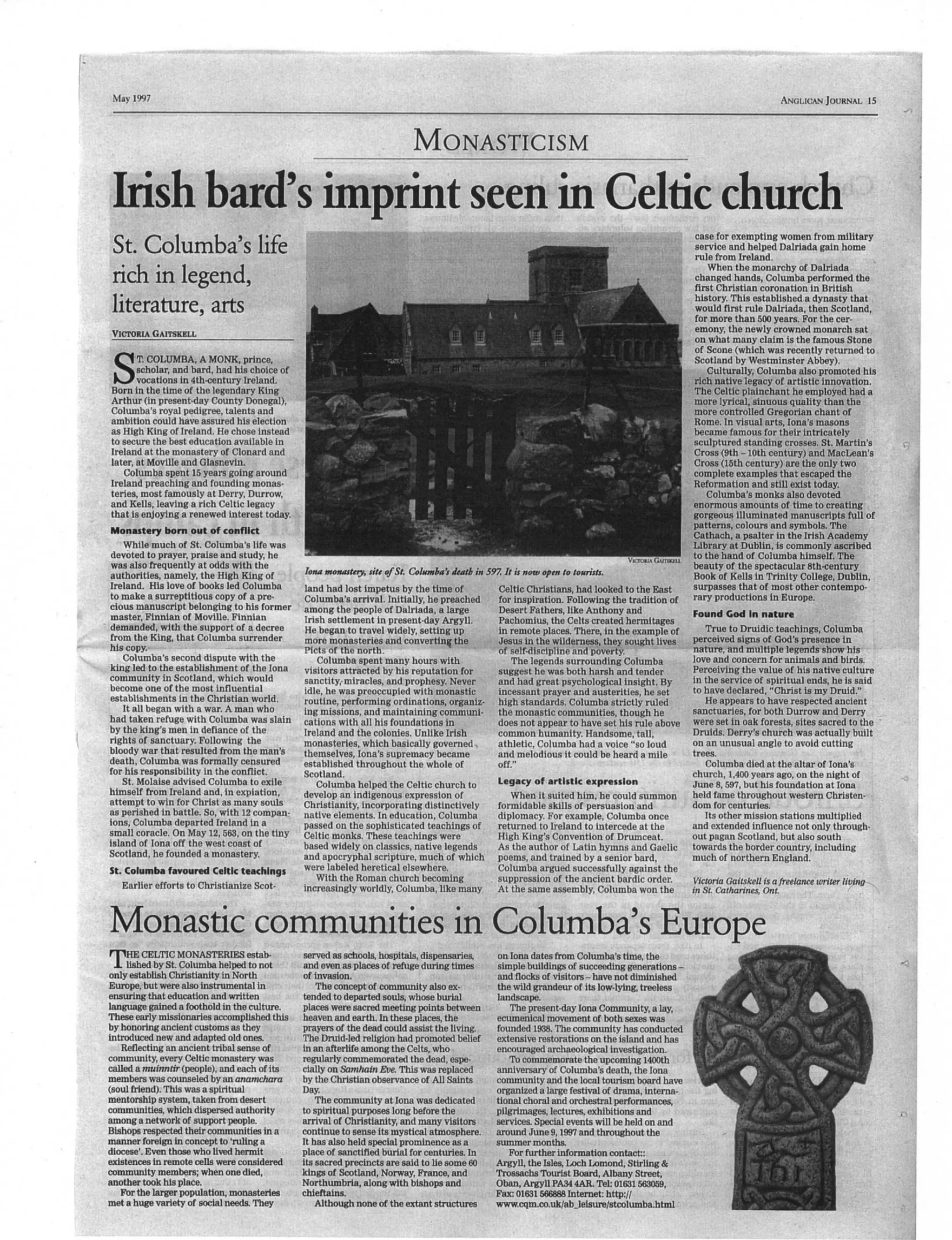 Irish Bard's Imprint Seen in Celtic Church | Anglican Journal | PDF