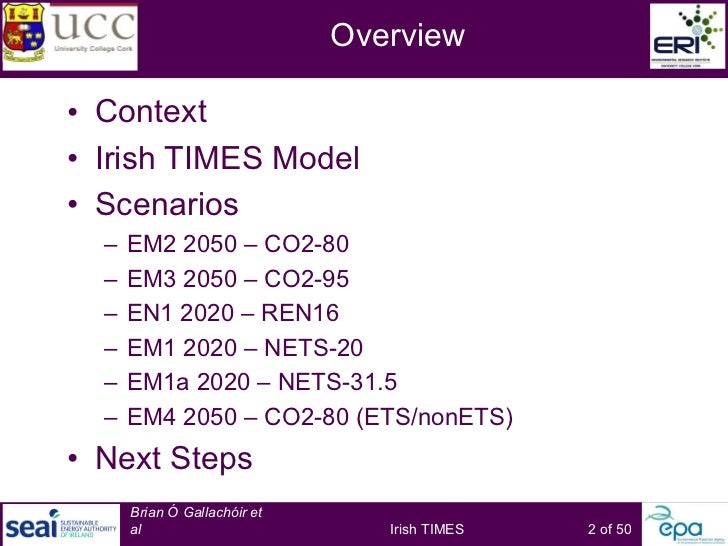 Irish TIMES Energy Model - Dr. Brian Ó Gallachóir - EPA/SEAI Future
