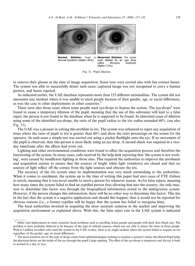 Iris recognition and the challenge of homeland & border control security in UAE | PDF
