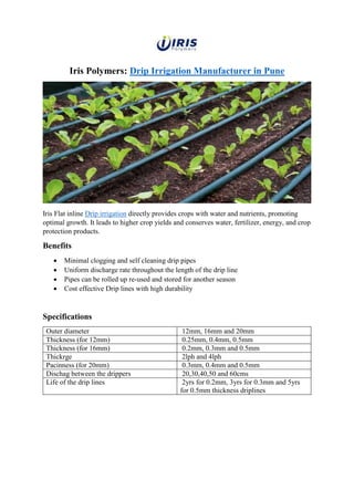 Iris Polymers Drip Irrigation Manufacturer in Pune.pdf