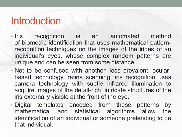 Iris recognition system | PDF | Eye and Vision Conditions | Diseases and Conditions