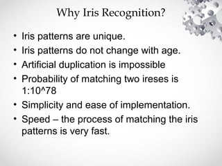 Iris scan.ppt 1 | PPT | Cameras and Camcorders | Consumer Electronics