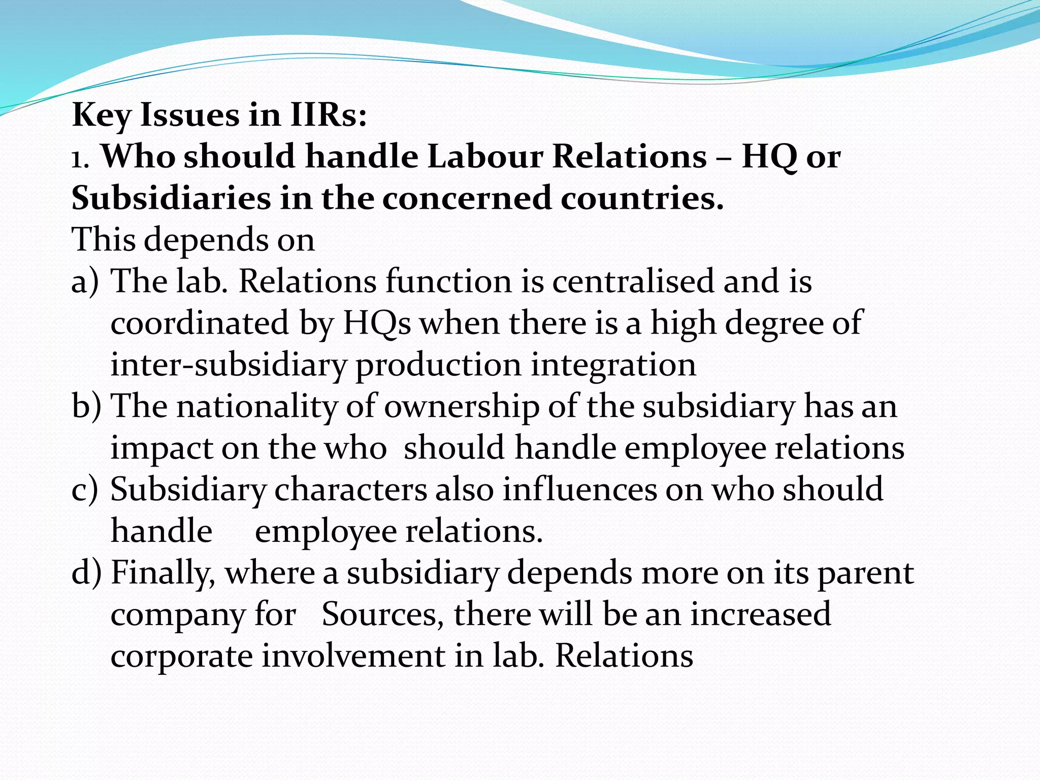 IR issues in mnc | PPTX