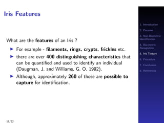 Iris Texture Analysis and Feature Extraction | PPT