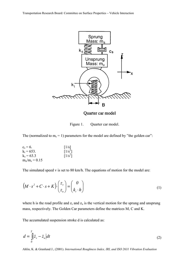 International Roughness Index, IRI, and ISO 2631 Vibration Evaluation | PDF