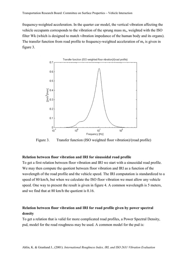 International Roughness Index, IRI, and ISO 2631 Vibration Evaluation | PDF