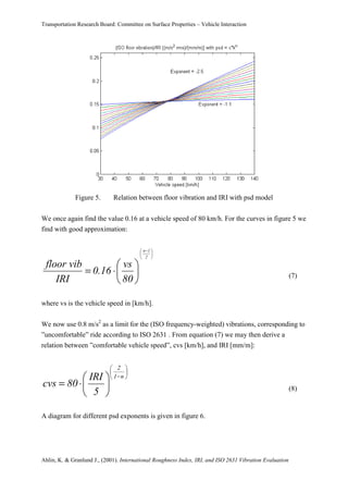 International Roughness Index, IRI, and ISO 2631 Vibration Evaluation | PDF