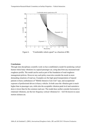International Roughness Index, IRI, and ISO 2631 Vibration Evaluation | PDF