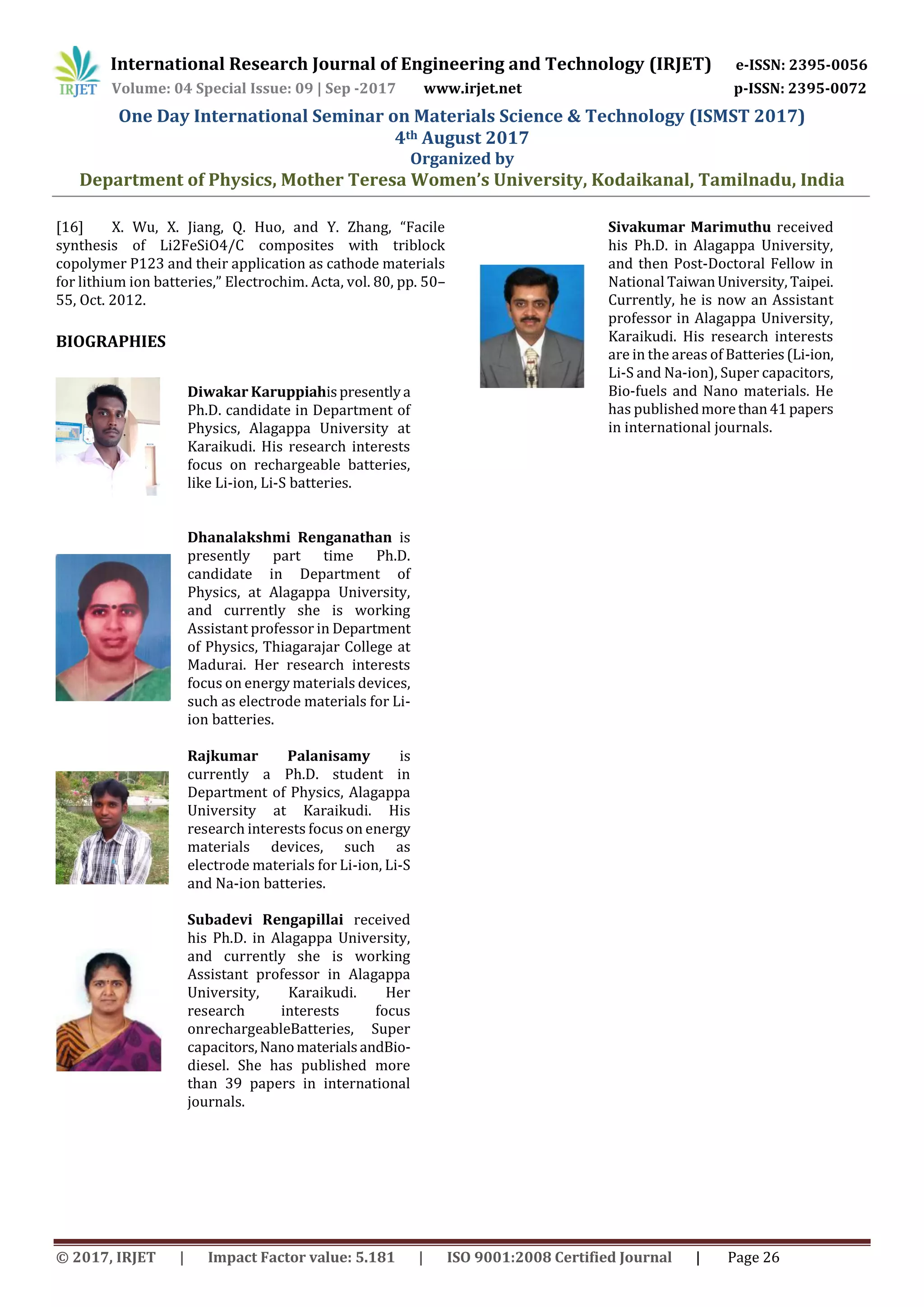 Optimization of Lithium Concentration in Lithium Iron Orthosilicate Via ...