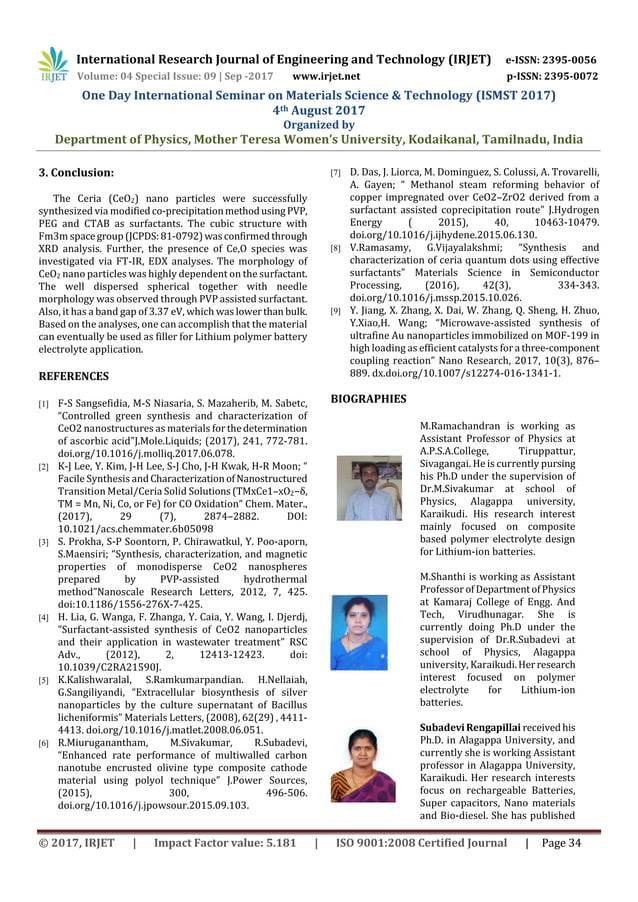 Role of Surfactant on Synthesis and Characterization of Cerium Oxide ...