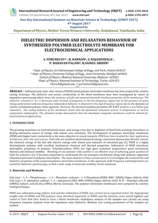 Dielectric Dispersion and Relaxation Behaviour of Synthesized Polymer Electrolyte Membrane for ...
