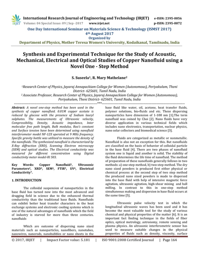 Synthesis and Experimental Technique for the Study of Acoustic ...