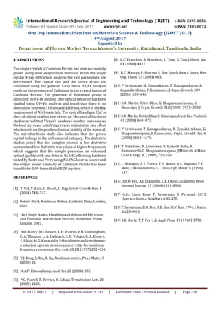 Investigations on the Growth and Characterization of NLO Active Cadmium ...