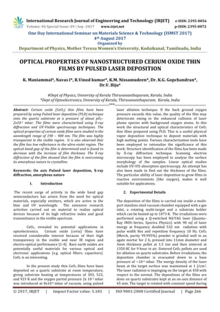 Optical Properties of Nanostructured Cerium Oxide Thin Films by Pulsed Laser Deposition | PDF