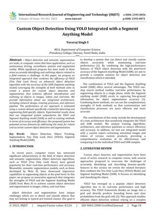 Custom Object Detection Using YOLO Integrated with a Segment Anything Model | PDF