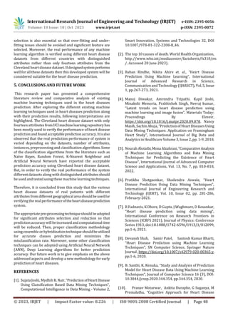 A Comparative Analysis of Heart Disease Prediction System Using Machine Learning Based ...