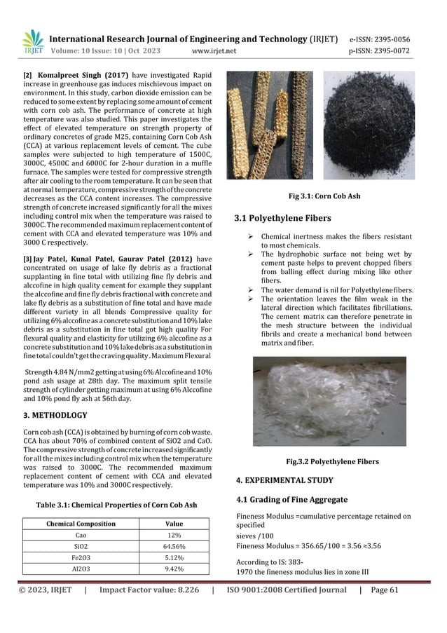 Enhance the Property of Concrete Using Corn Cob Ash and Polyethylene ...