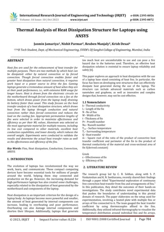 Thermal Analysis of Heat Dissipation Structure for Laptops using ANSYS ...
