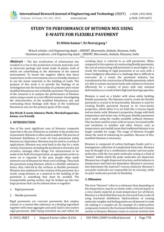 STUDY TO PERFORMANCE OF BITUMEN MIX USING E-WASTE FOR FLEXIBLE PAVEMENT ...