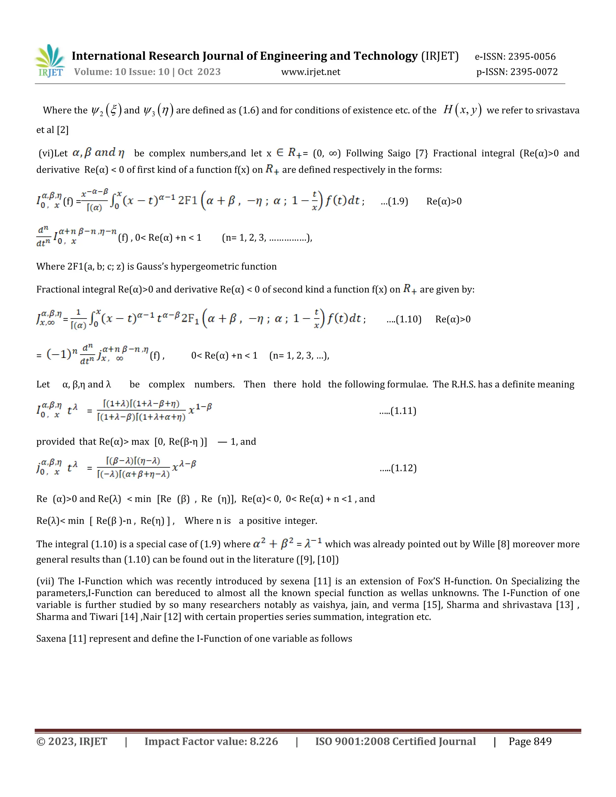 Convolution of an Fractional integral equation with the I-function as ...
