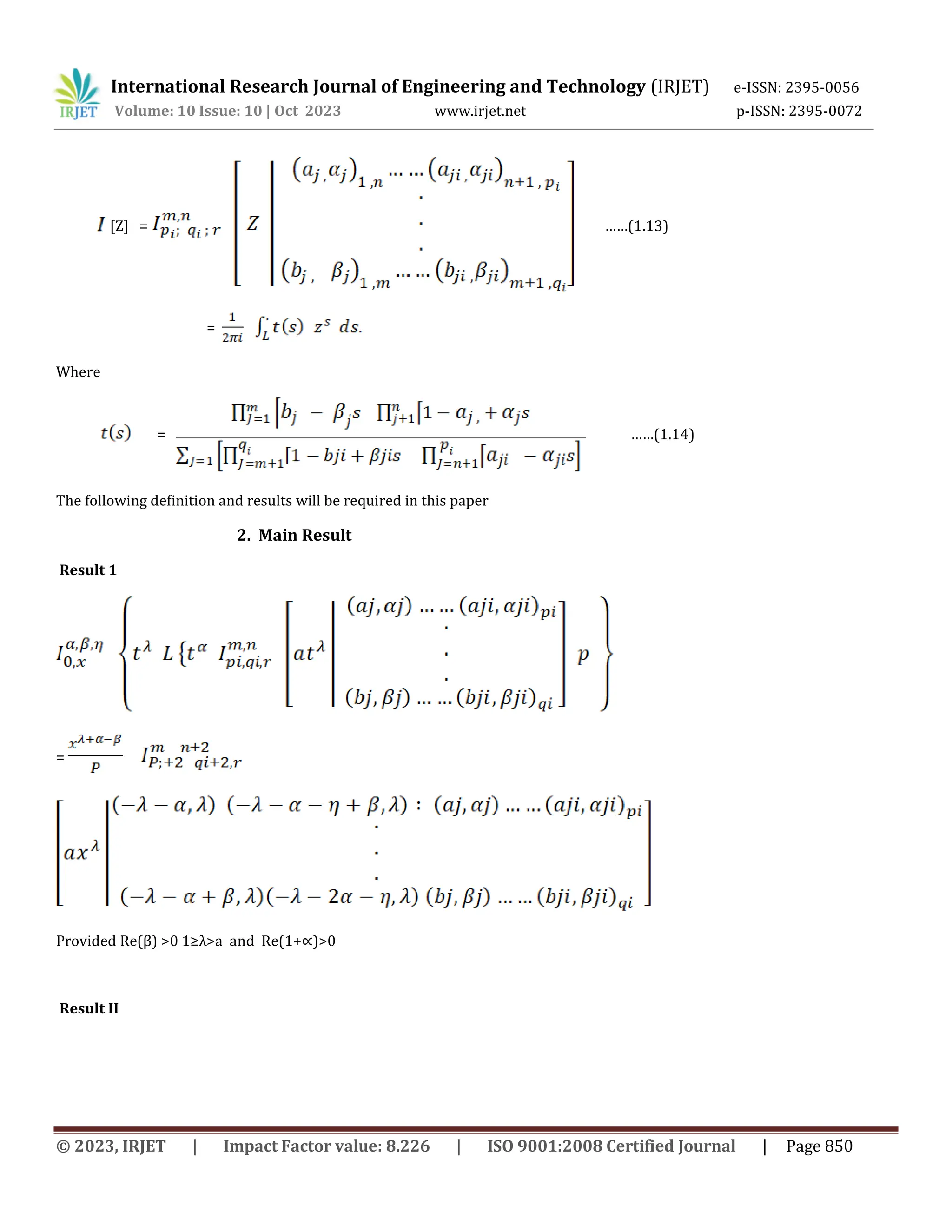 Convolution of an Fractional integral equation with the I-function as its kernel | PDF