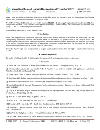 Convolution of an Fractional integral equation with the I-function as its kernel | PDF | Physics ...