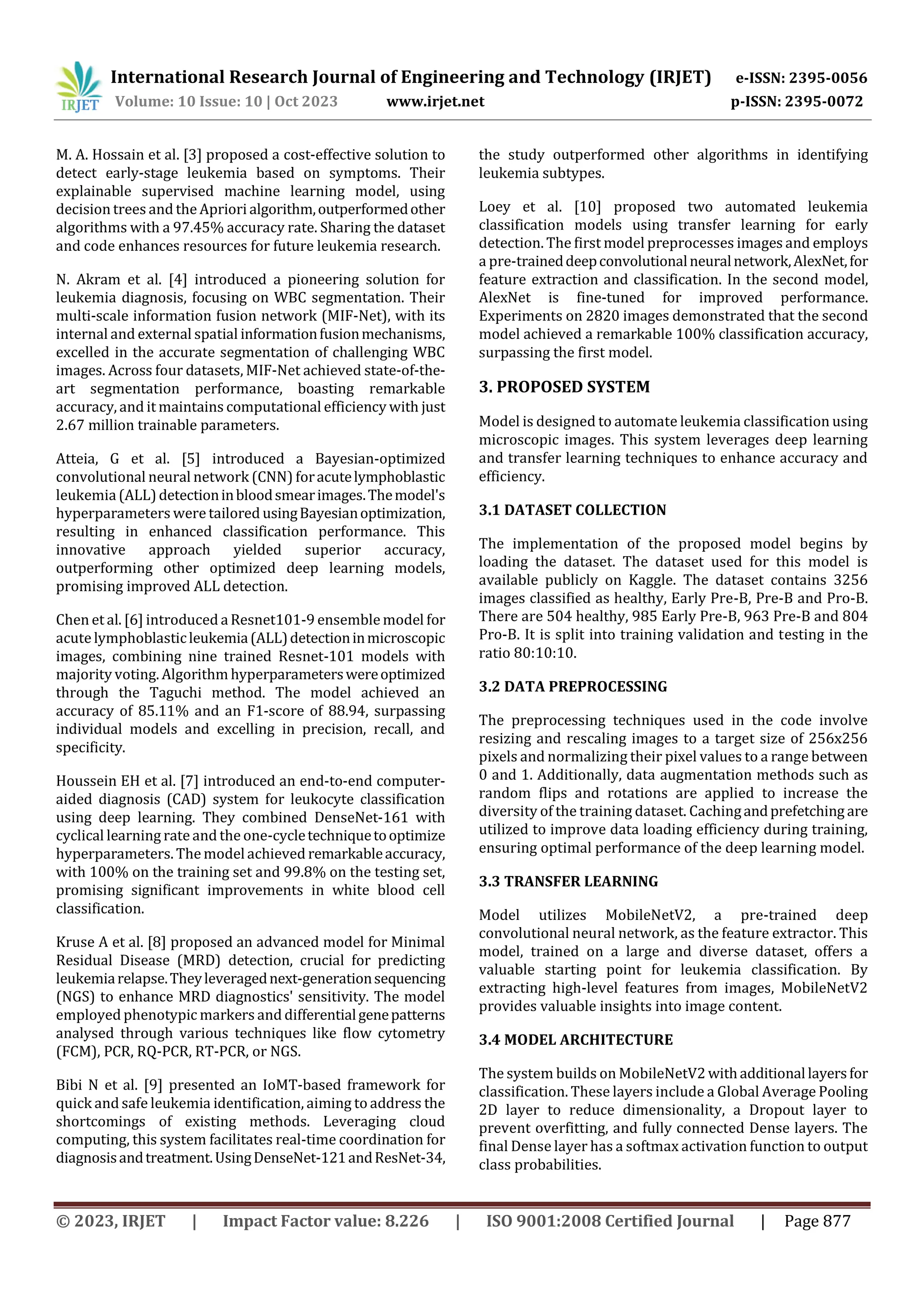 Deep Learning For Leukemia Detection A Mobilenetv2 Based Approach For Accurate And Efficient