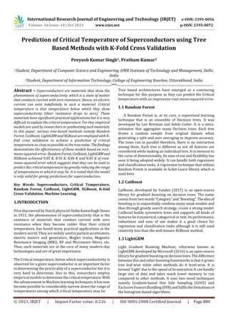 Prediction of Critical Temperature of Superconductors using Tree Based Methods with K-Fold Cross ...