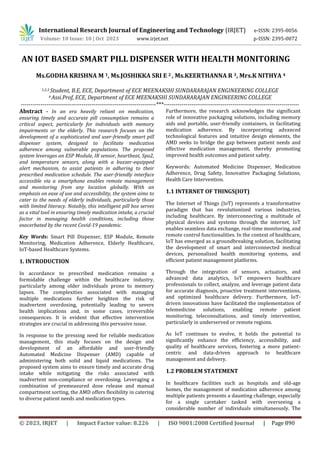 AN IOT BASED SMART PILL DISPENSER WITH HEALTH MONITORING | PDF