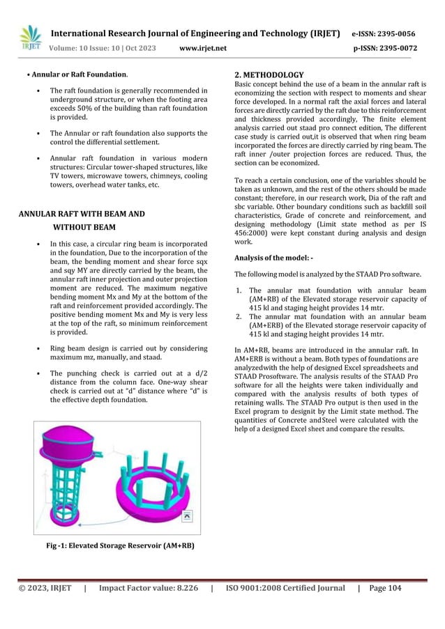 F E M Analysis Of Annular Mat Foundation With And Without Annular Beam Pdf Civil Engineering