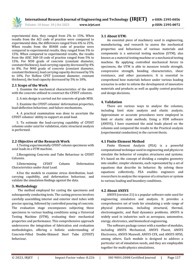 AN EXPERIMENTAL STUDY ON CFDST COLUMN UNDER AXIAL LOADING | PDF