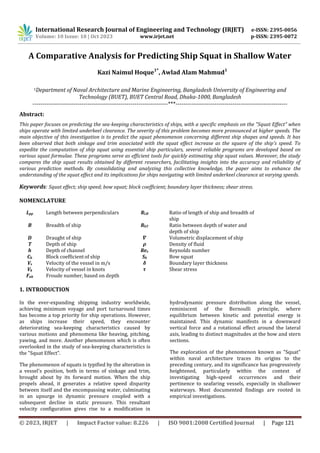 A Comparative Analysis for Predicting Ship Squat in Shallow Water | PDF