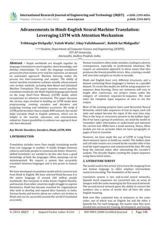 Advancements in Hindi-English Neural Machine Translation: Leveraging LSTM with Attention ...