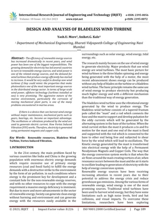 DESIGN AND ANALYSIS OF BLADELESS WIND TURBINE | PDF