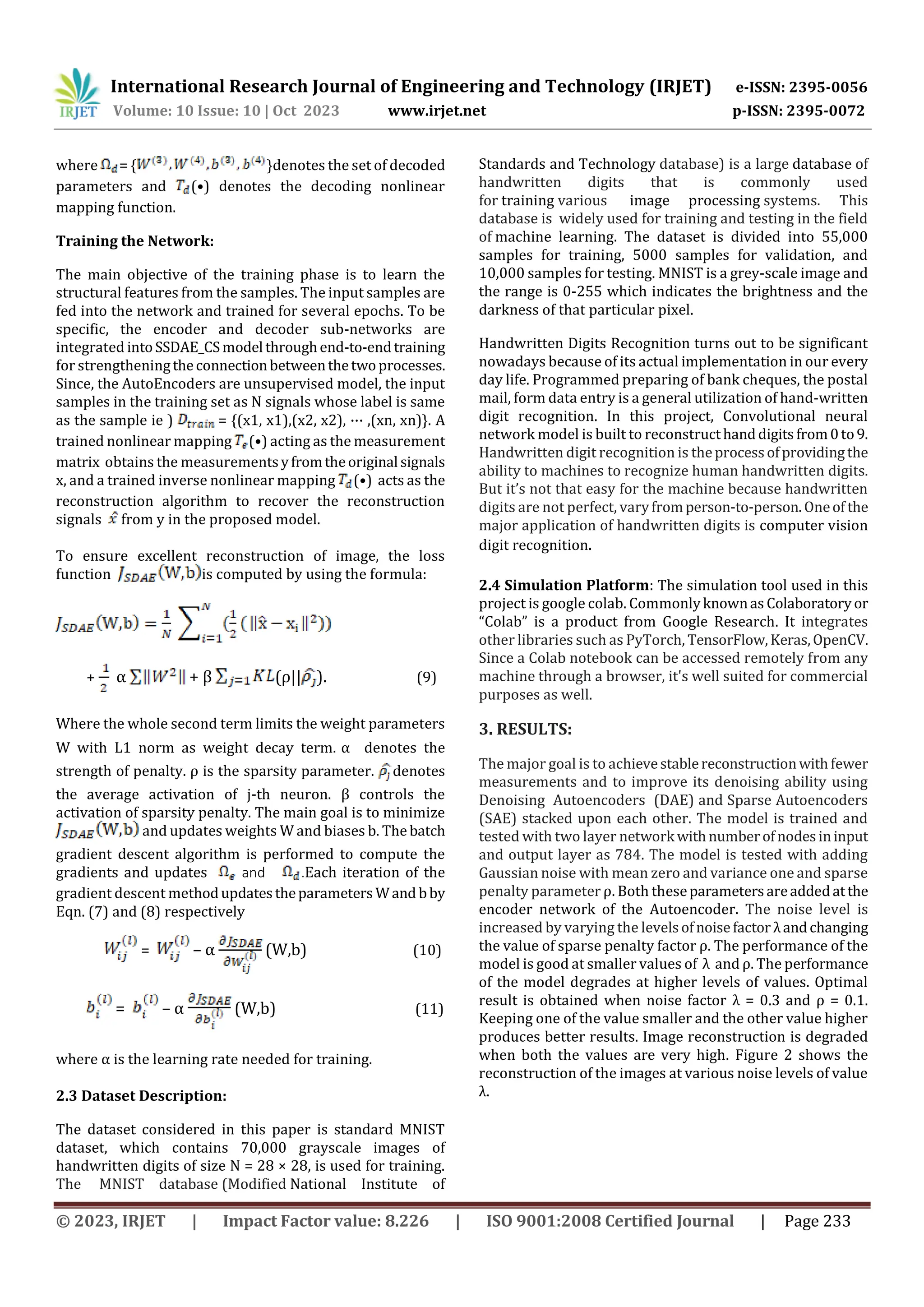 IMPROVEMENT IN IMAGE DENOISING OF HANDWRITTEN DIGITS USING AUTOENCODERS IN DEEP LEARNING | PDF