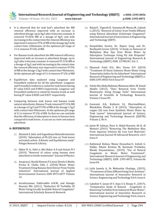 ADSORPTION OF METHYLENE BLUE DYE FROM SYNTHETIC WASTEWATER BY LOW-COST ...