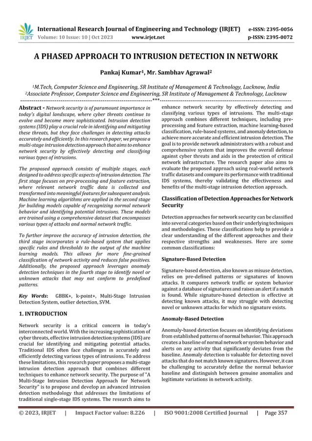 A PHASED APPROACH TO INTRUSION DETECTION IN NETWORK | PDF