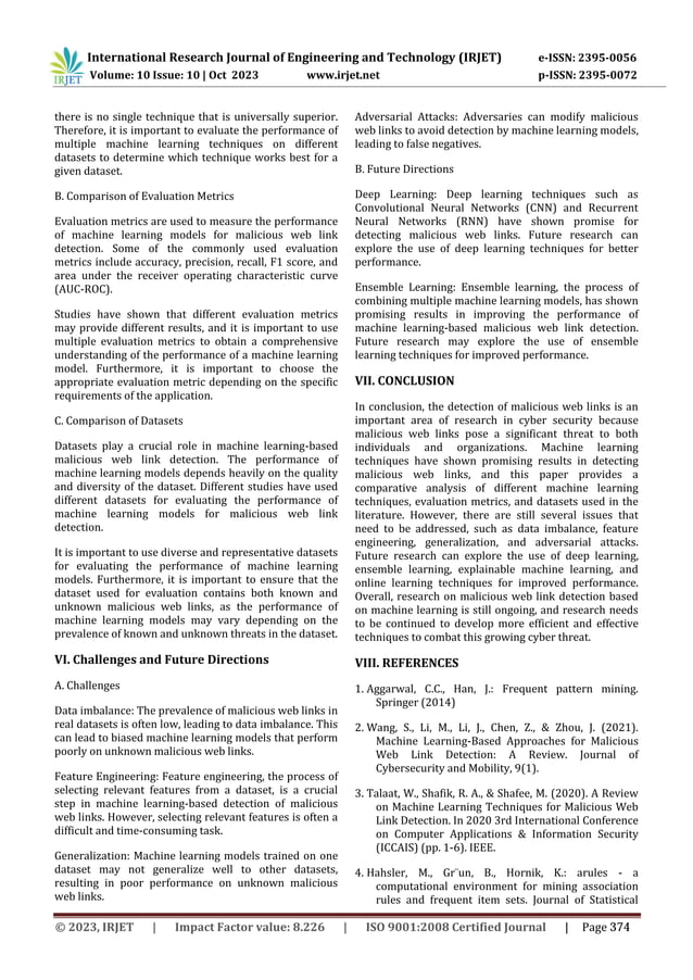 Detection of Malicious Web Links Using Machine Learning Algorithm: A Review | PDF