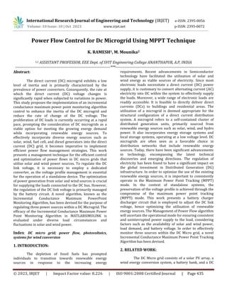 Power Flow Control for Dc Microgrid Using MPPT Technique | PDF