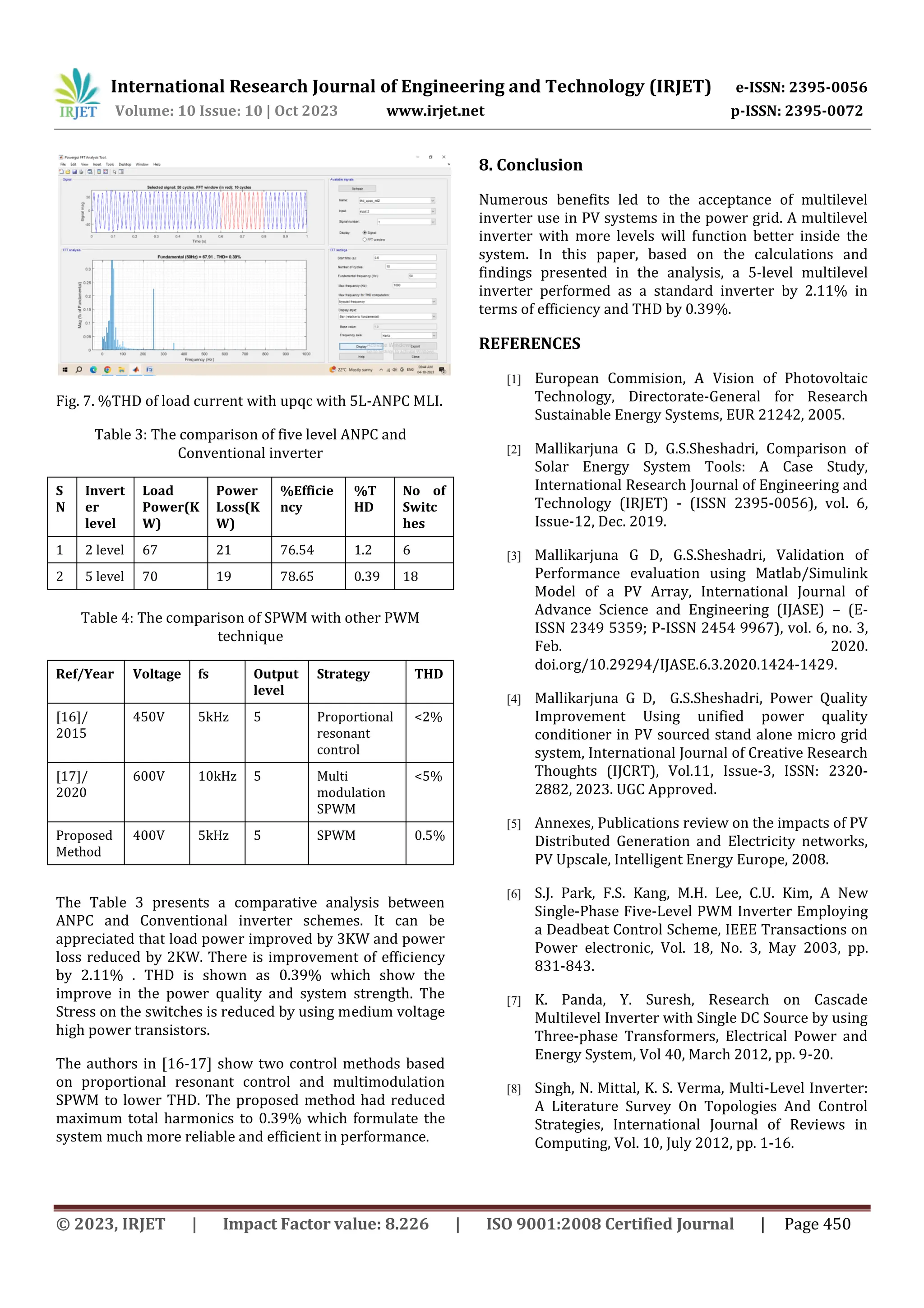Power Quality Analysis Using Active NPC Multilevel inverter in PV ...