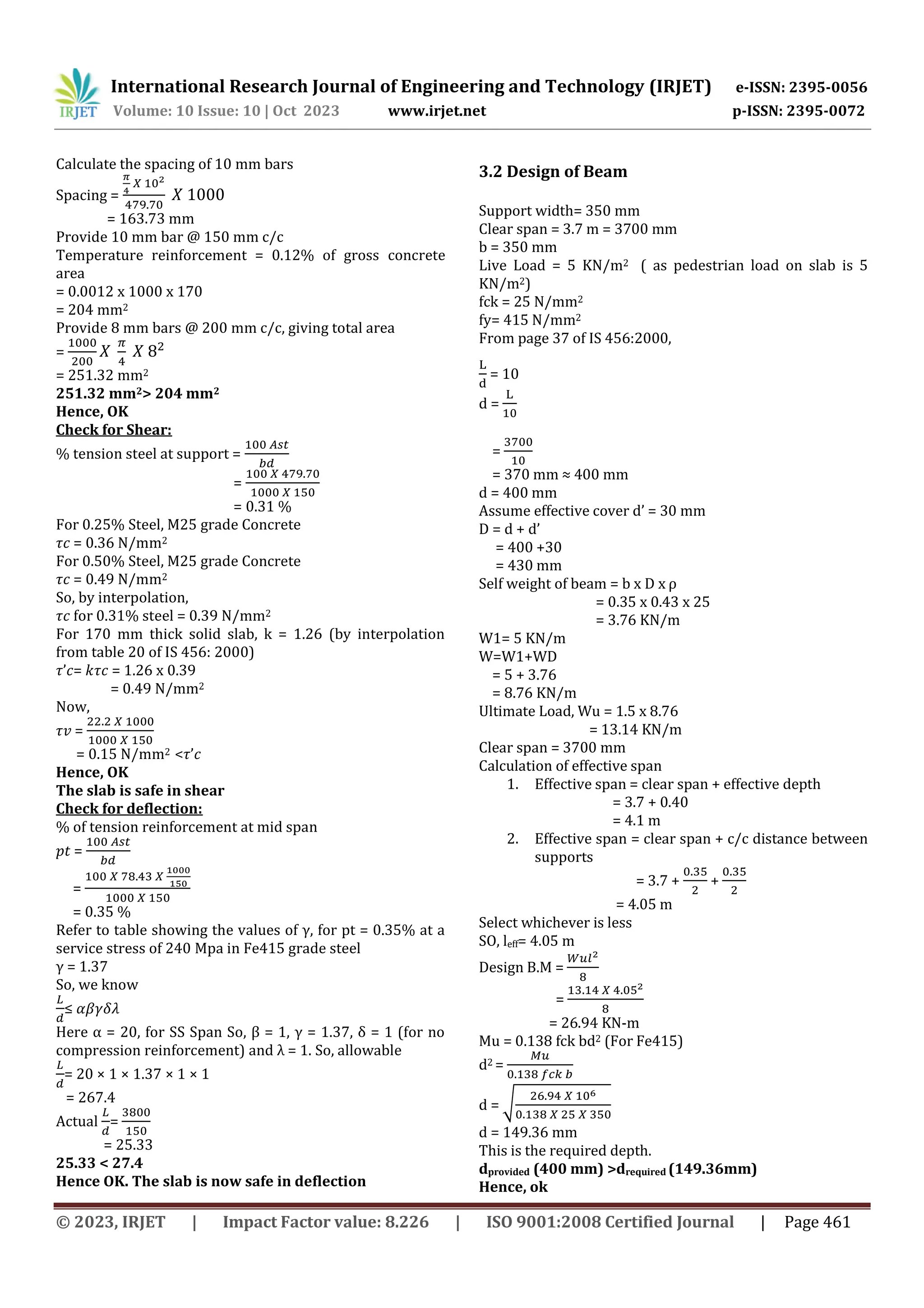Final Paper on Study and Design of Footbridge to connect the first ...