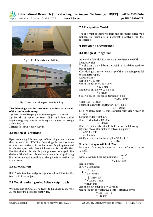 Final Paper on Study and Design of Footbridge to connect the first ...