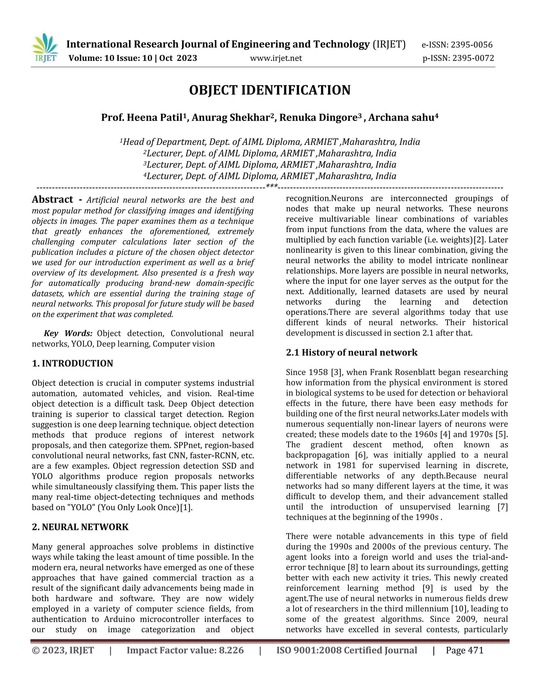 OBJECT IDENTIFICATION | PDF